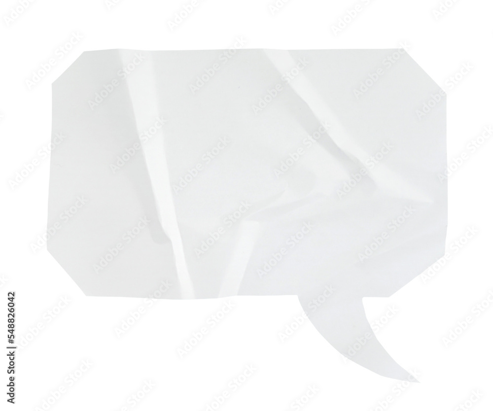 Paper bubble text in octagon shape. Bubble speech in white crumpled ...