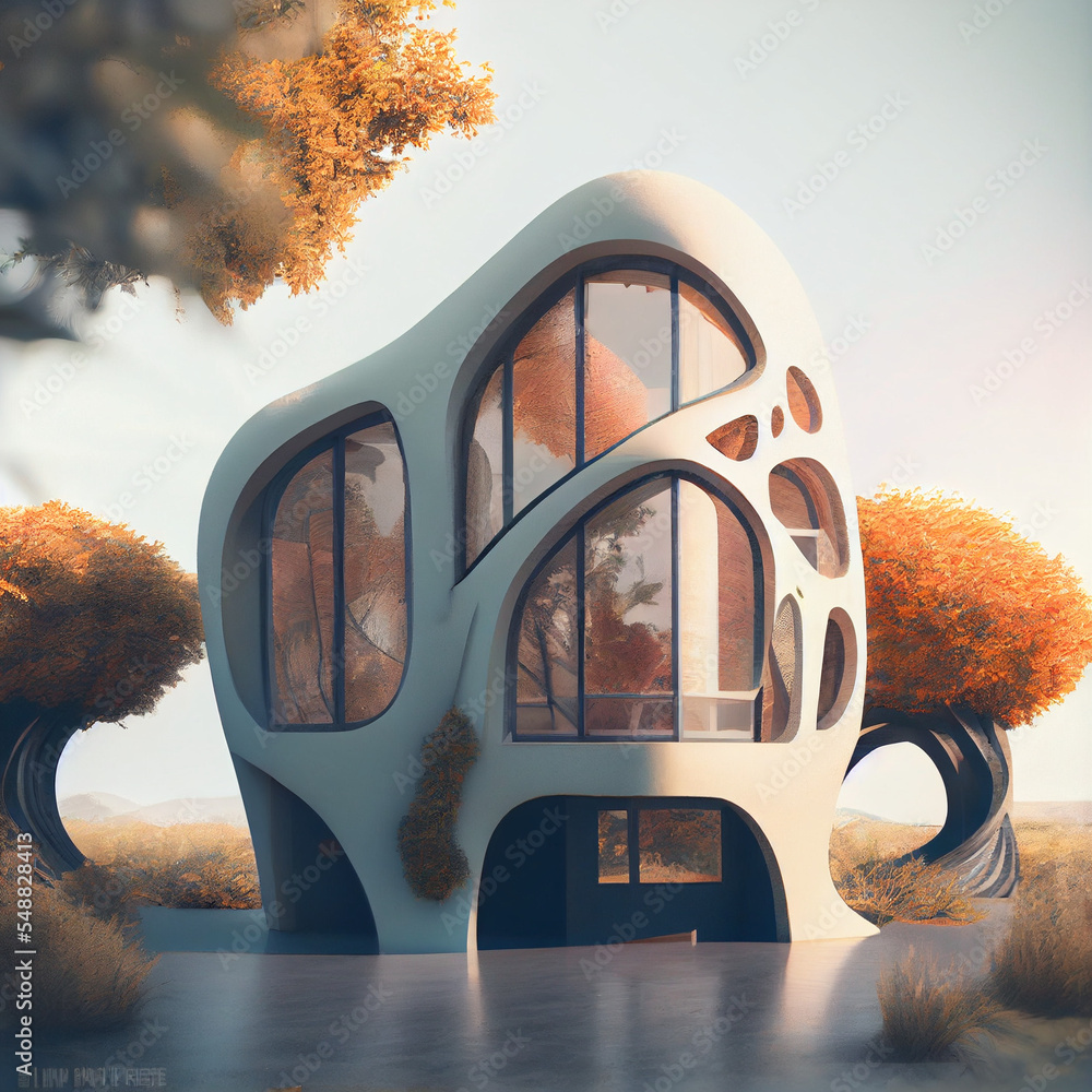 3D Printed Conceptual home of the future with bio structural curves and ...