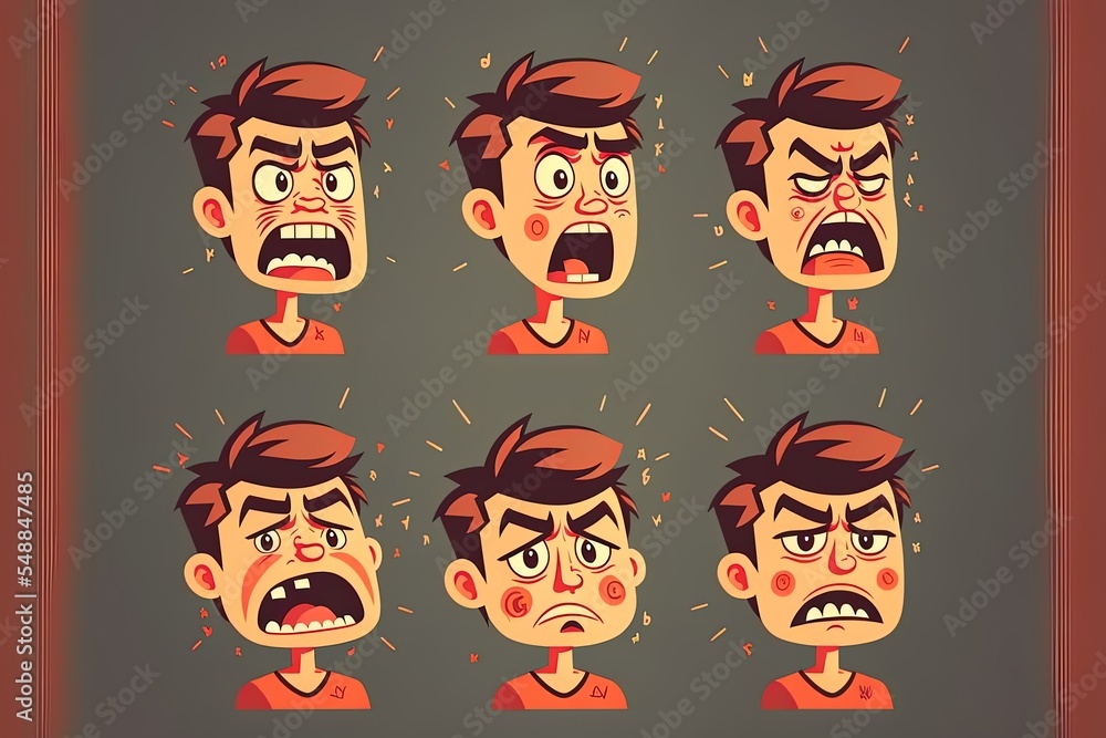 Expression Of Emotion Concept Cartoon Style. Cartoon Illustration ...