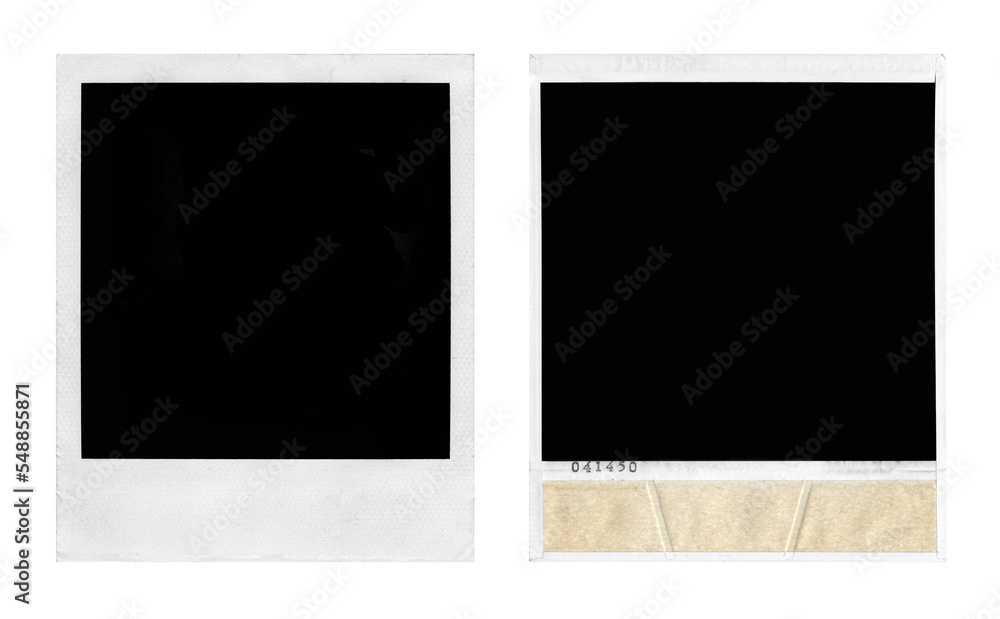 blank polaroid photo frames, template, front and back on transparent ...