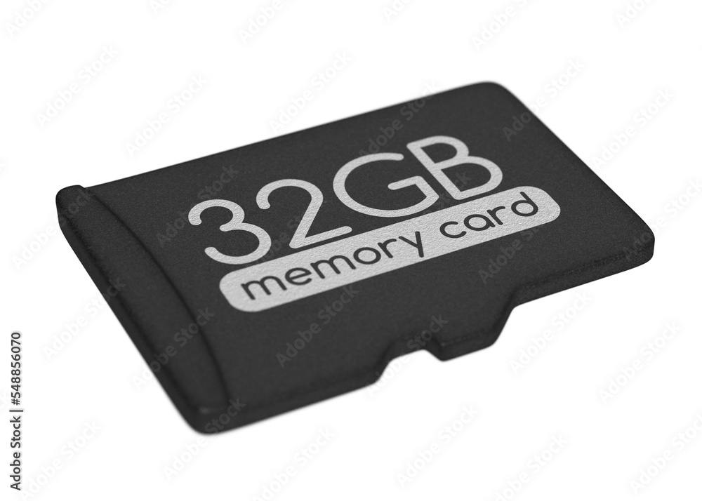 MicroSD memory card, capacity 32 GB. Top view, PNG clipart isolated on ...