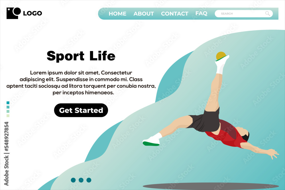 Kick volleyball landing page design template Stock Vector | Adobe Stock