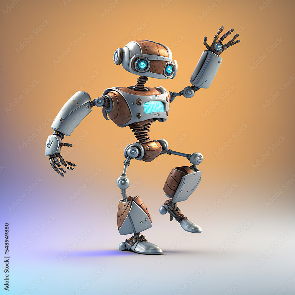 Talented tall robot showing his best dance moves Stock Illustration ...