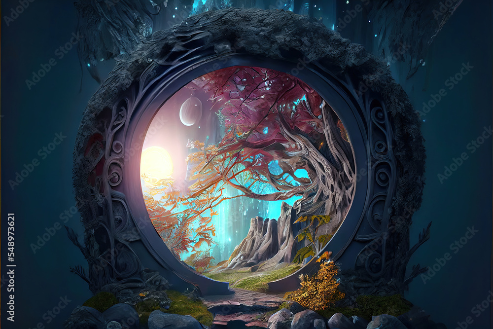fantasy magical portal opening to another world as concept art for book ...