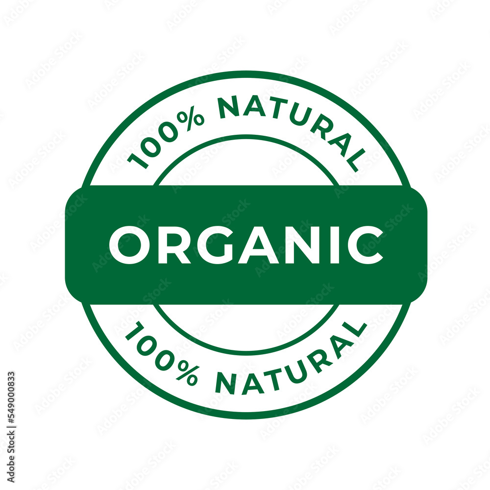 100 % Organic and Natural product label, icon, sign, logo. Sticker for ...