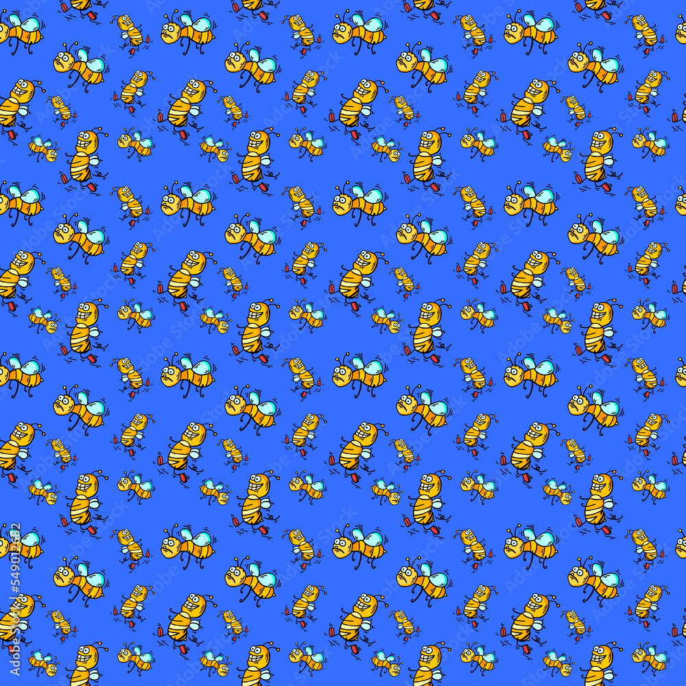 Cartoon Bees Pattern Clipart Stock Illustration | Adobe Stock