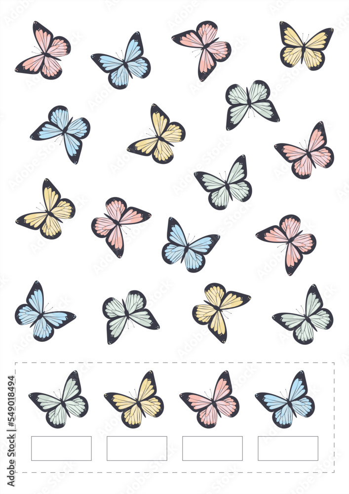 Logic exercises A4 ready for print with butterfly .Play and development ...