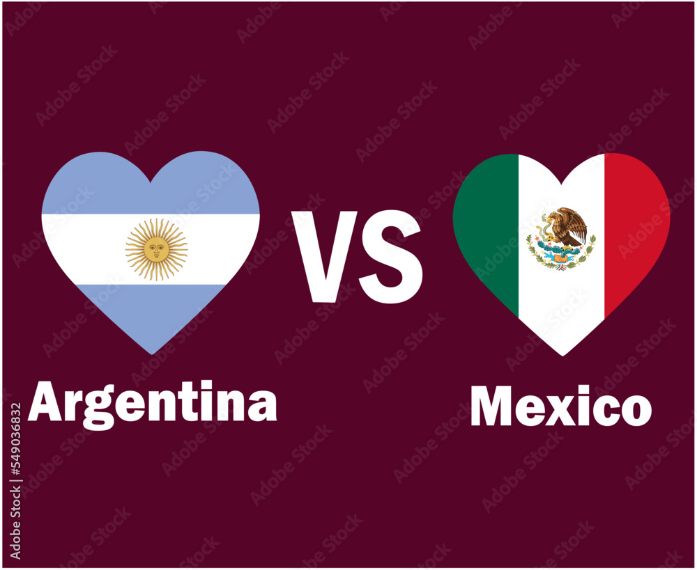 Argentina And Mexico Flag Heart With Names Symbol Design North America ...