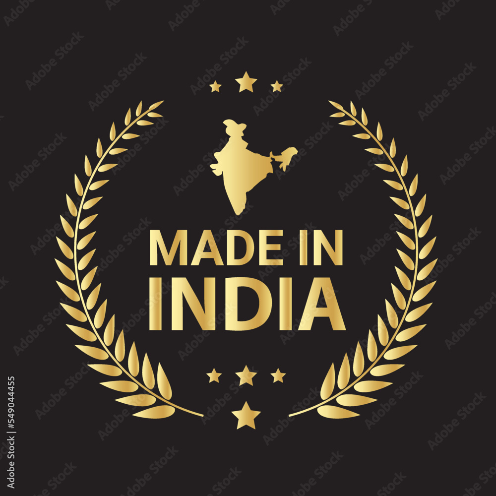 Made in India vector logo. Indian flag logo design Stock Vector | Adobe ...