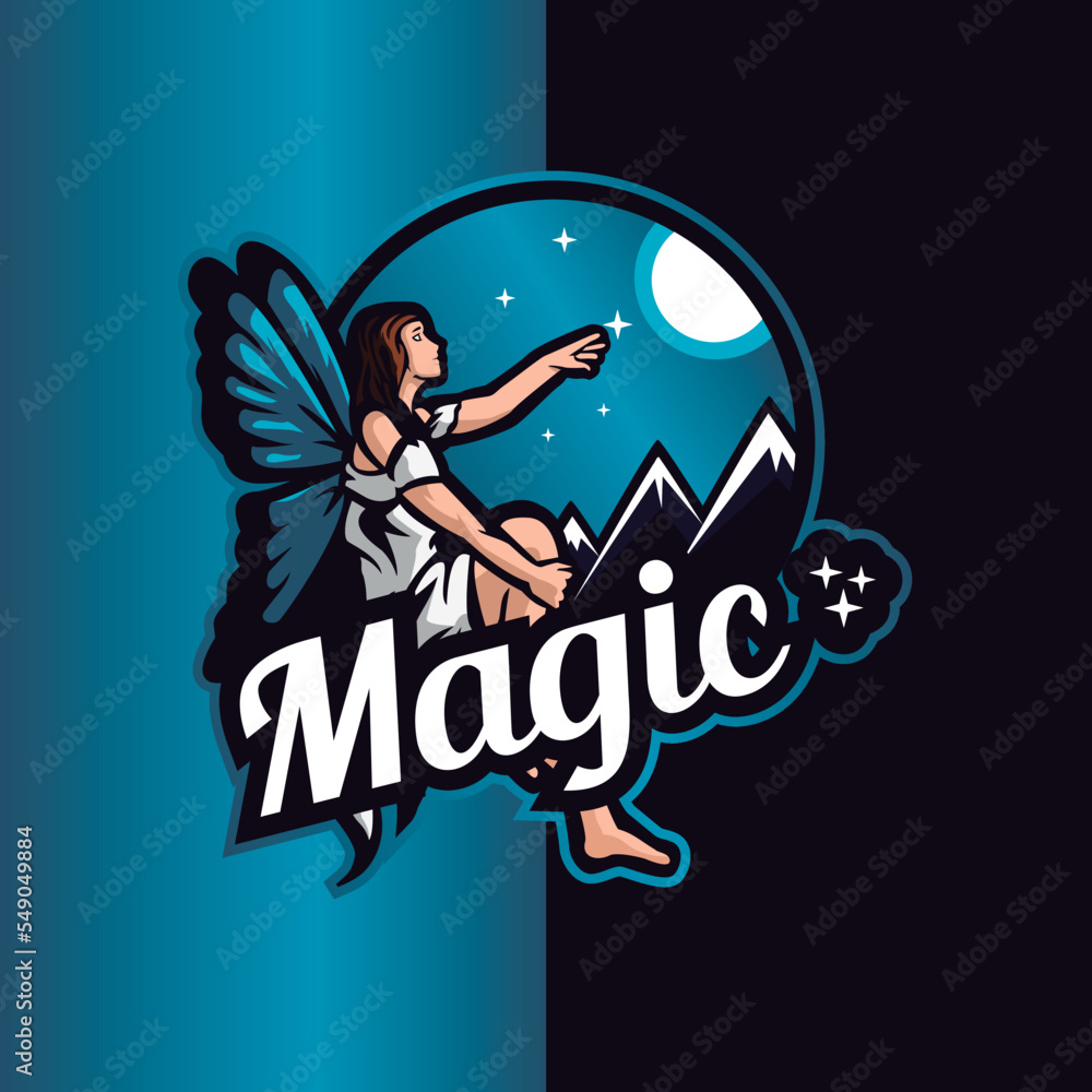 Vector de Stock magic logo, fairy logo, girl logo, esport logo, gaming ...