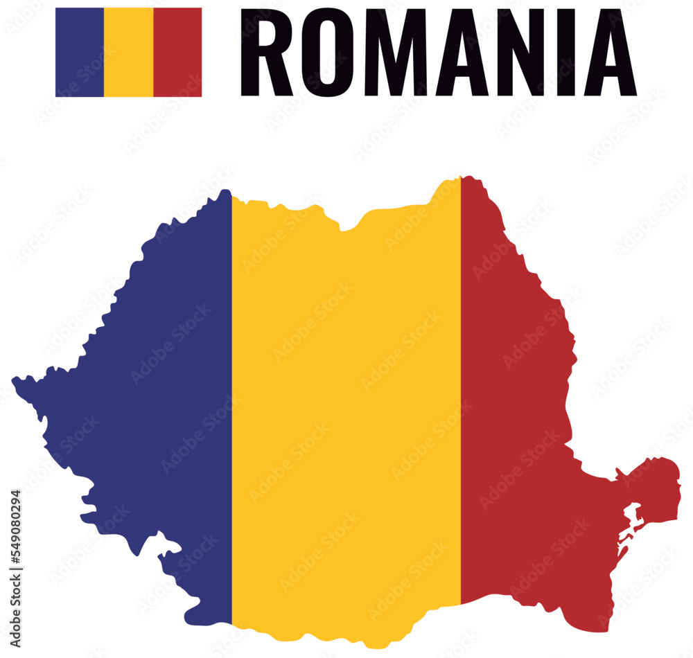 Vetor Romania Political Map Contour With Flag do Stock | Adobe Stock