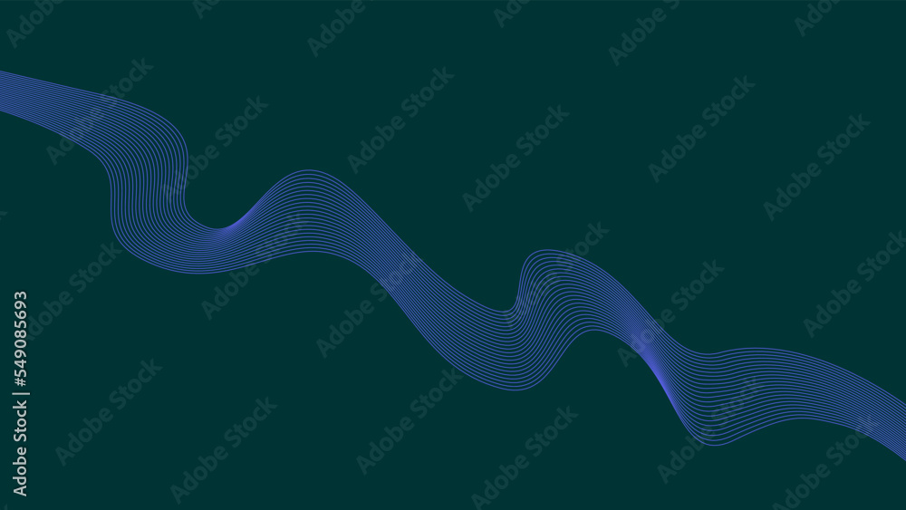 Dark background Green Blue wave lines. Flowing blue waves design ...