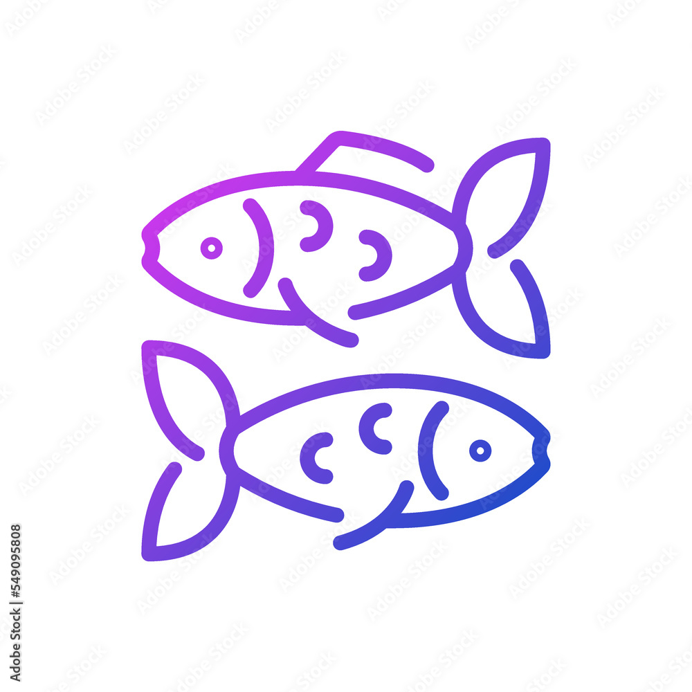 Fishes pixel perfect gradient linear vector icon. Pisces zodiac animal ...