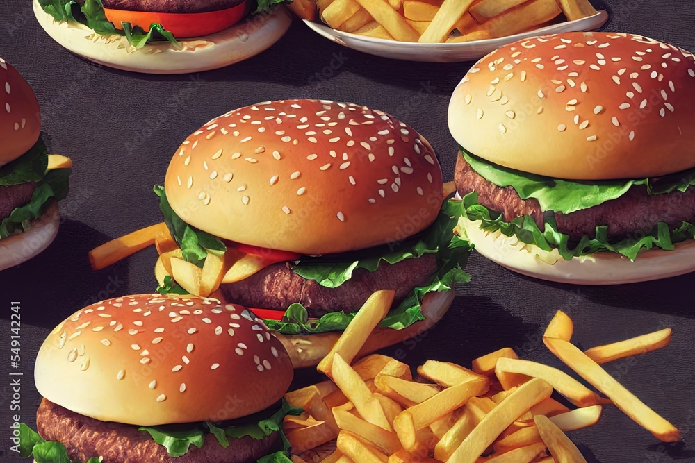 Hamburger Burger French Fries Seamless Texture Pattern Tiled Repeatable ...