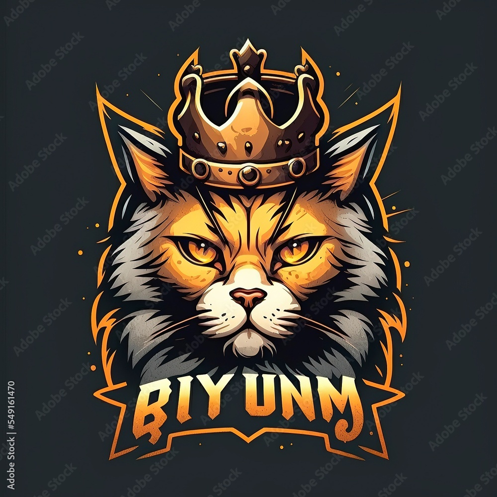 mascot cat wearing king crown for esport logo, Cat Silhouette ...