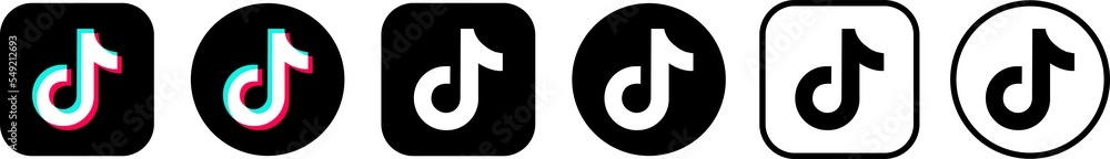 TikTok social media icons set. TikTok is a site for short mobile videos ...