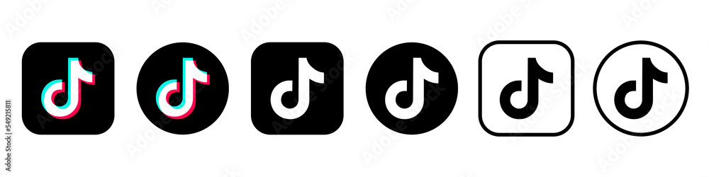 TikTok social media icons set. TikTok is a site for short mobile videos ...