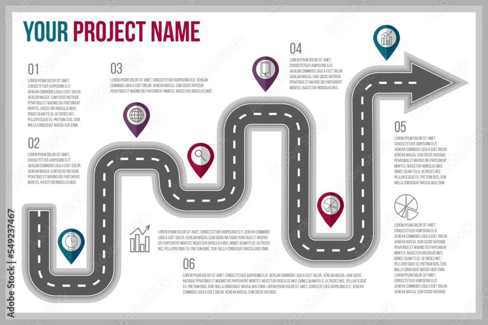 Road map. Timeline infographic design. Project path. Journey way ...