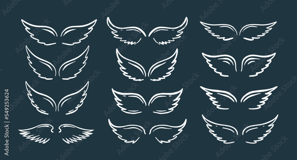 Angel wings vector hand drawn illustration Stock Vector | Adobe Stock