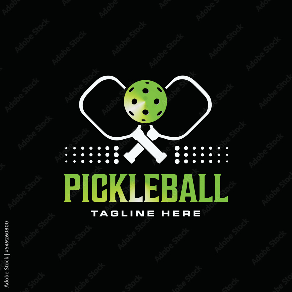 Pickleball Logo Design Illustration on Black Background suitable for ...
