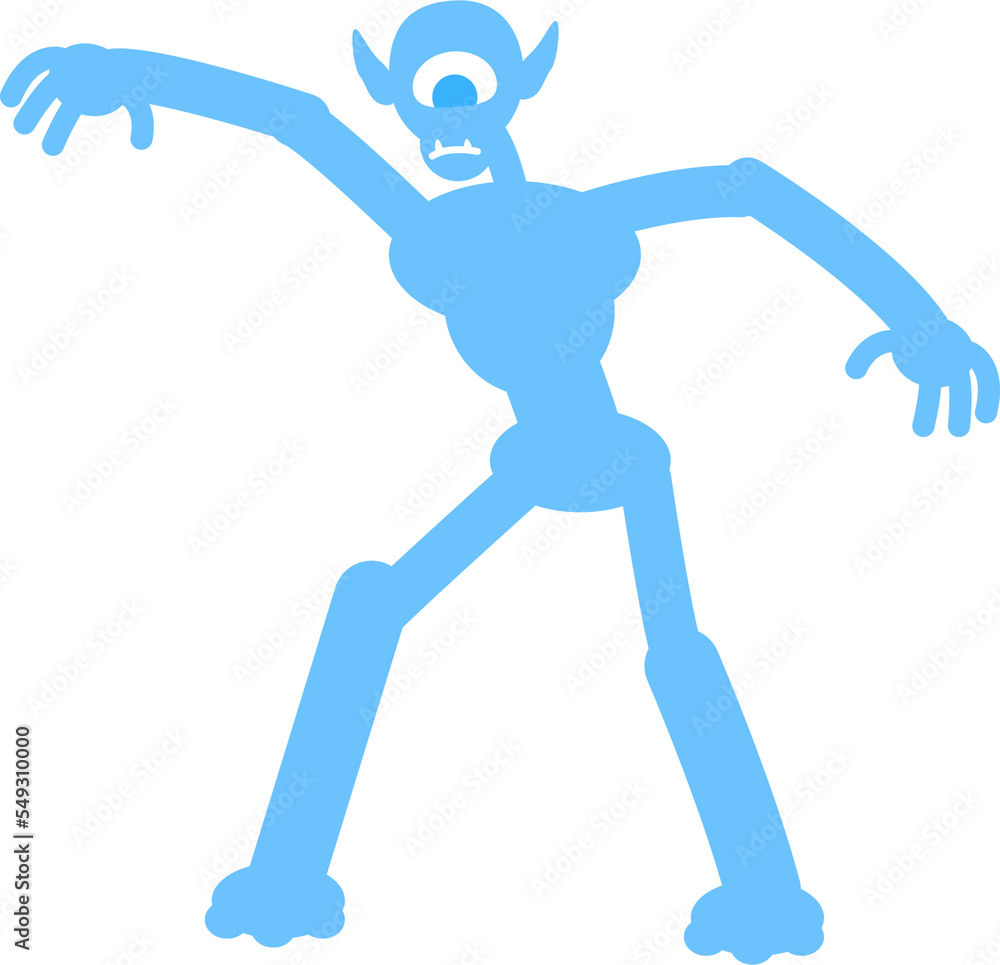 Angry monster with long arms and legs semi flat color vector character ...