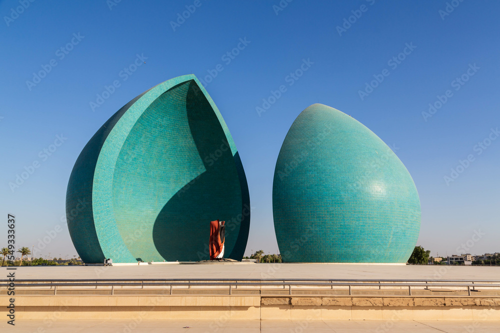 Baghdad, Iraq - November 2022: Split turquoise domes of Al Shaheed war ...