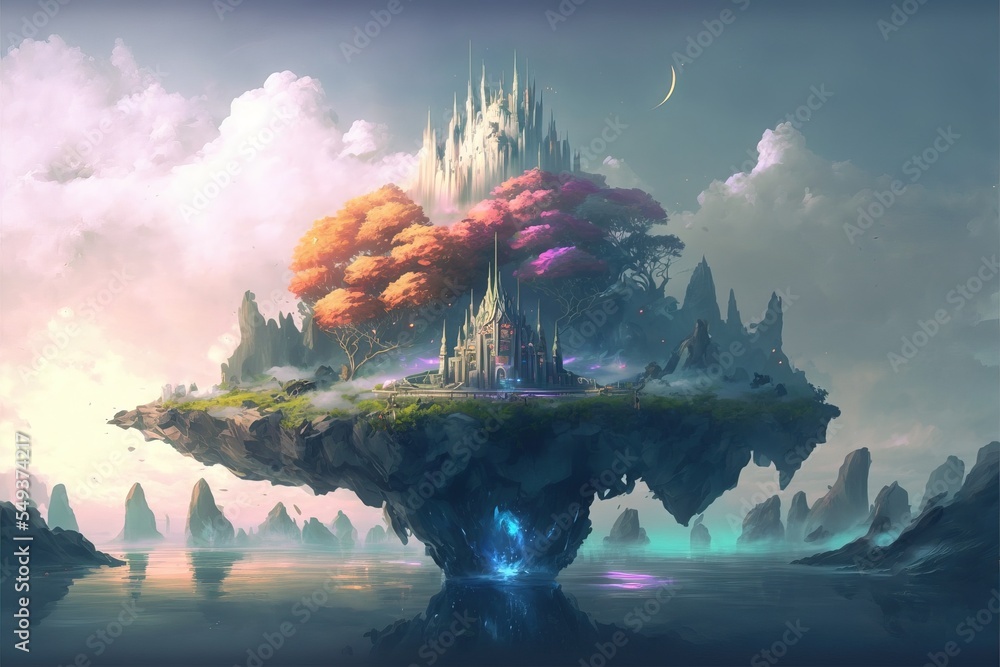 fantasy floating island. digital art. concept art as wallpaper ...