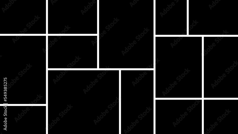 Empty photo collage template of 14 parts. Frames for photo. Collage ...