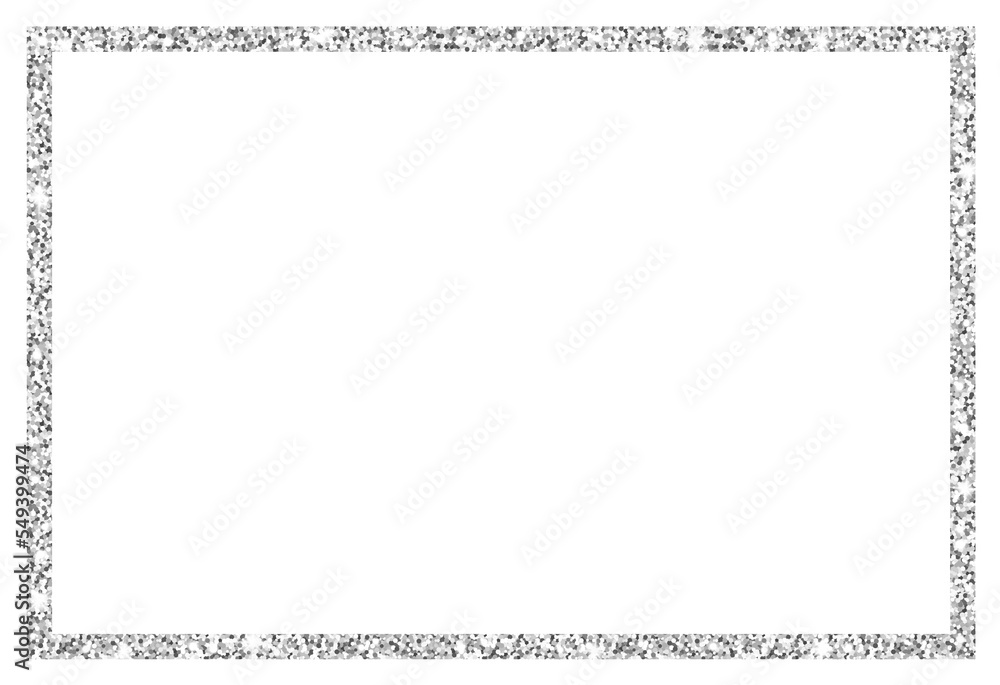 rectangle silver glitter frame isolated on transparent background ...