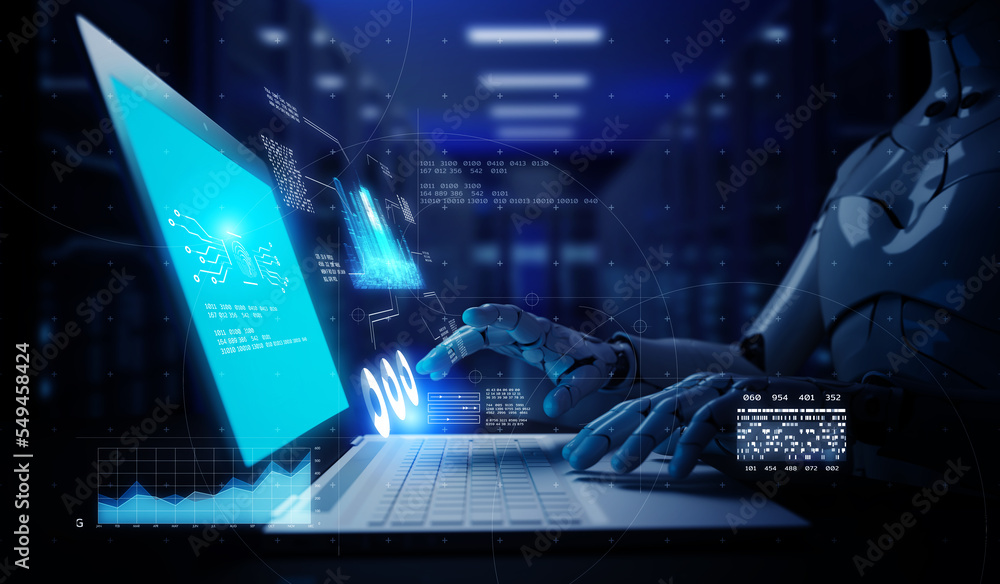 AI artificial intelligence robot metaverse cyberspace digital world ...