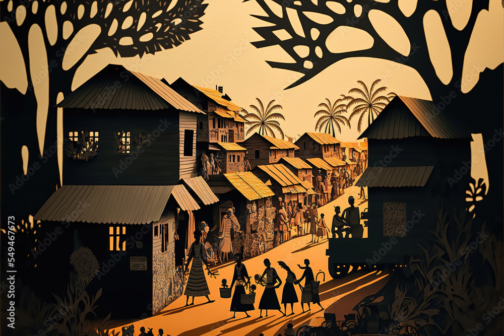 AI generated image of an Indian village scene model or diorama created ...