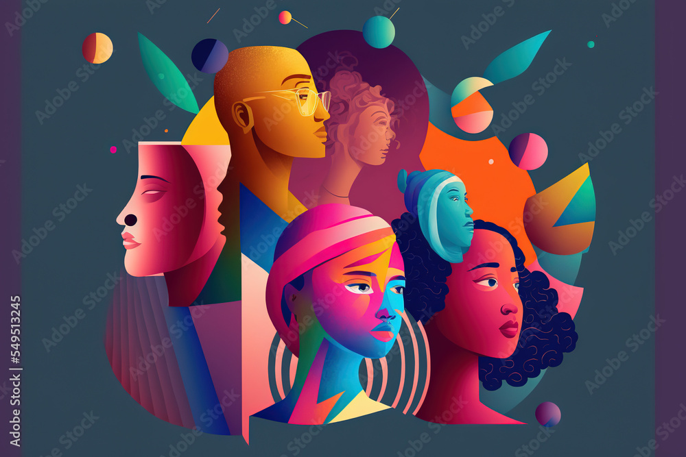 People of different gender, race and age. AI-generated illustration ...