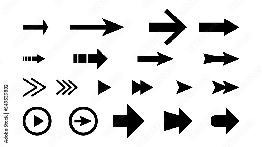 arrow set isolated on white background. direction symbol for graphic design element Stock Vector ...