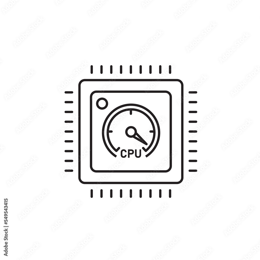 cpu icon cpu full load vector Processor icon on white background. for ...