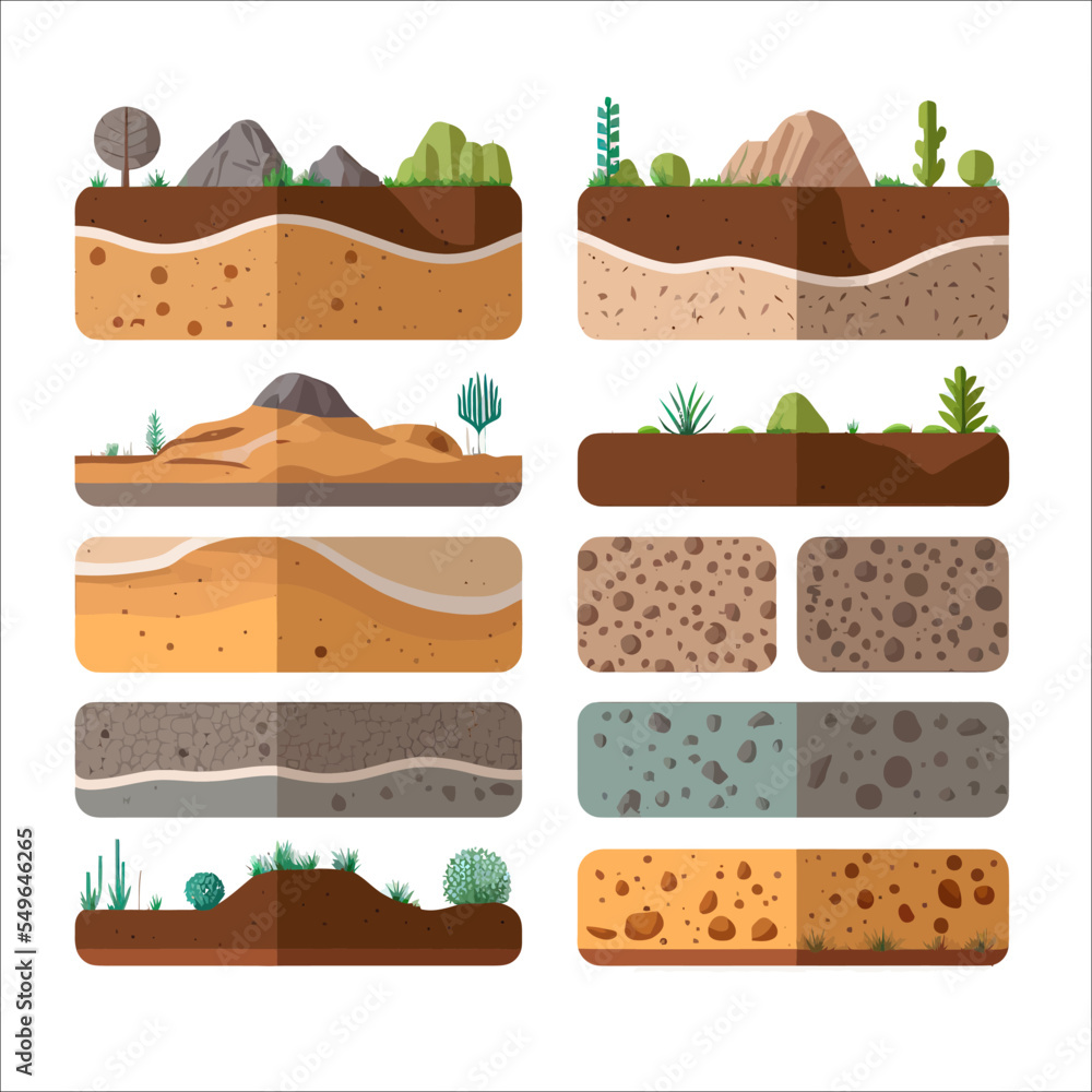 Seamless ground cross sections, underground textures set. Landscape ...