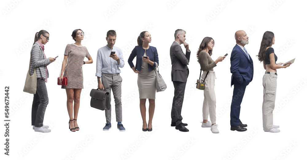 PNG file no background Diverse people waiting patiently in line Stock ...
