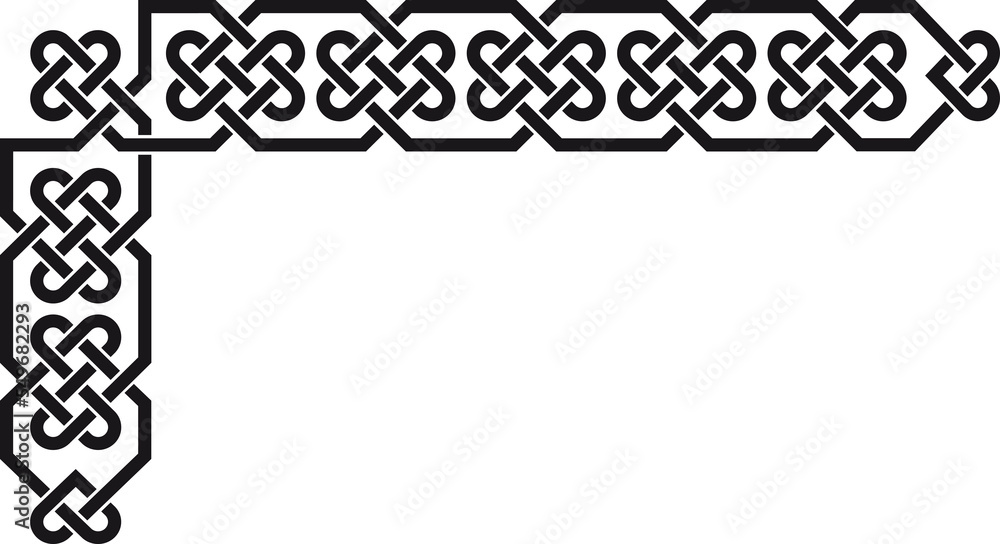 L-shaped frame with Celtic knots, black. L-shaped border made with ...