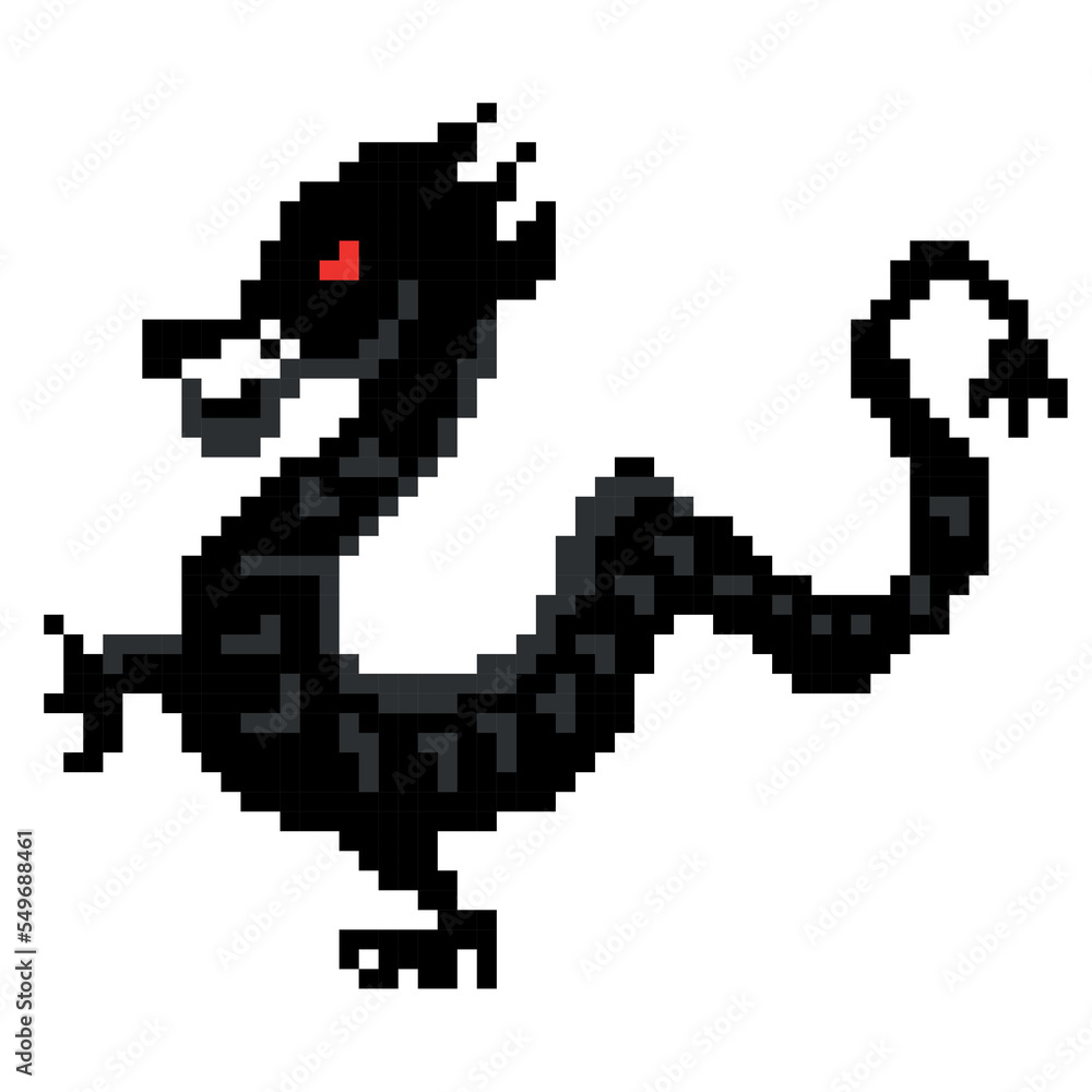 Vektor Chinese dragon pixel art. China mythical monster 8 bit. National folk beast. vector ...