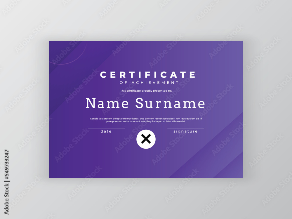 Purple certificate design template Stock Vector | Adobe Stock