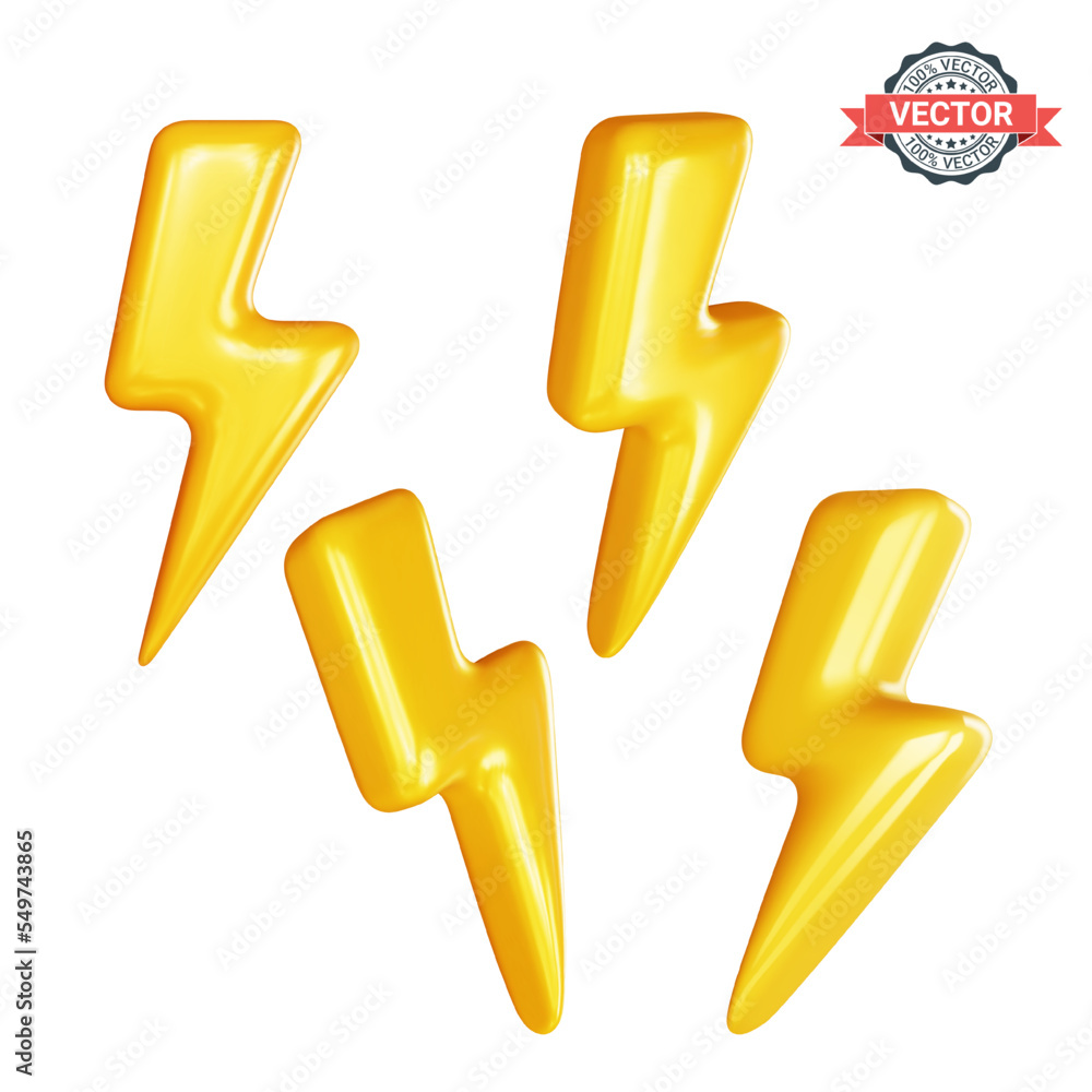 Lightning icons in different positions isolated on a white background ...