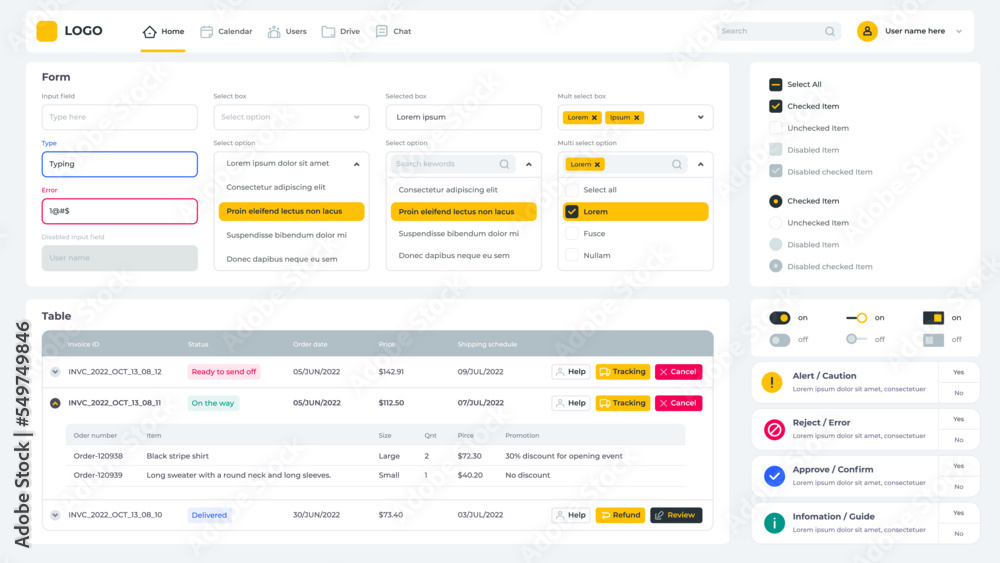 Icon button table input dropdown design sources Stock Vector | Adobe Stock