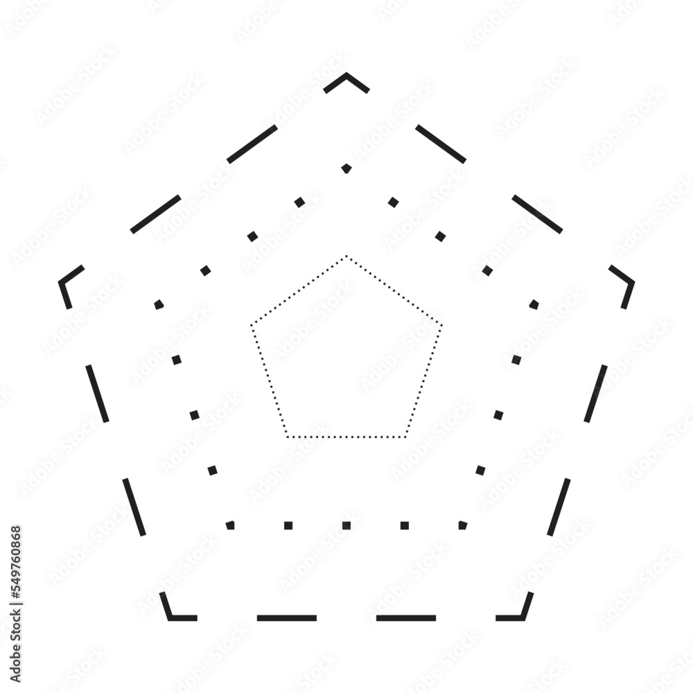 Tracing pentagon shape symbol, dashed and dotted broken line element ...