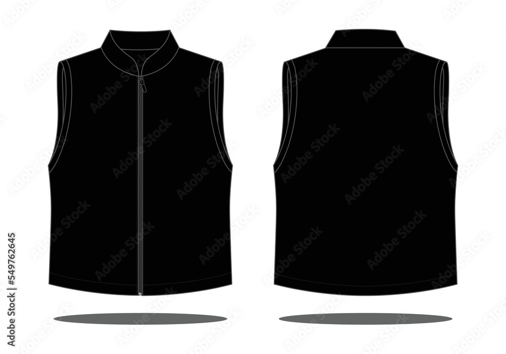 Blank Black Vest Template on White Background. Front and Back Views ...