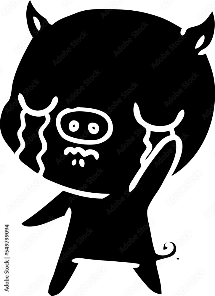 cartoon pig crying waving goodbye Stock Vector | Adobe Stock