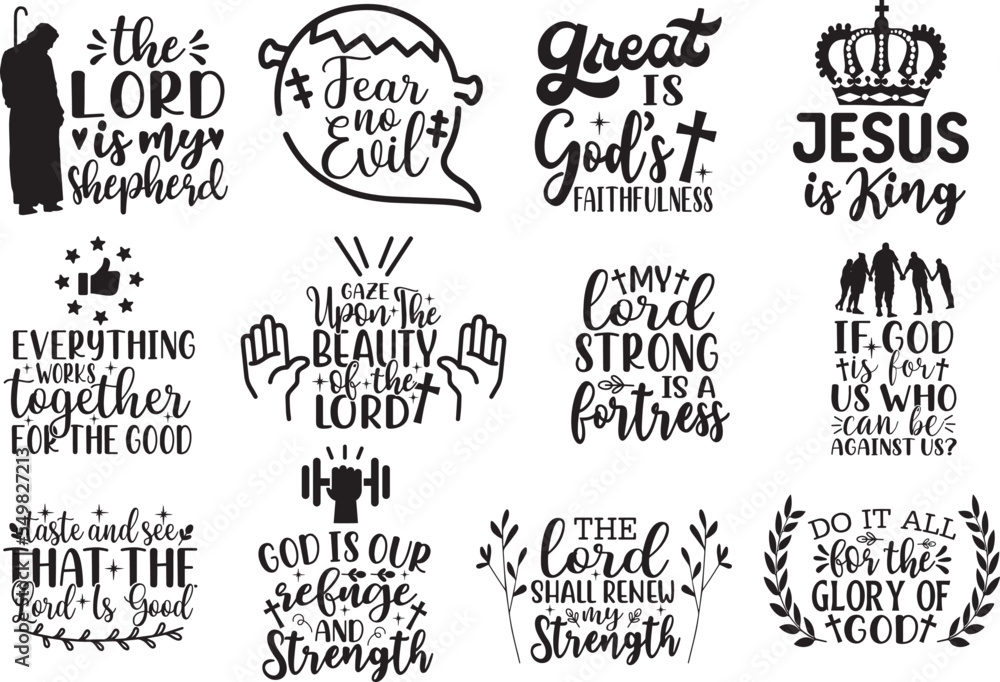 Set of Christian Hand Lettering Biblical phrases, Bible Quote Bundle ...
