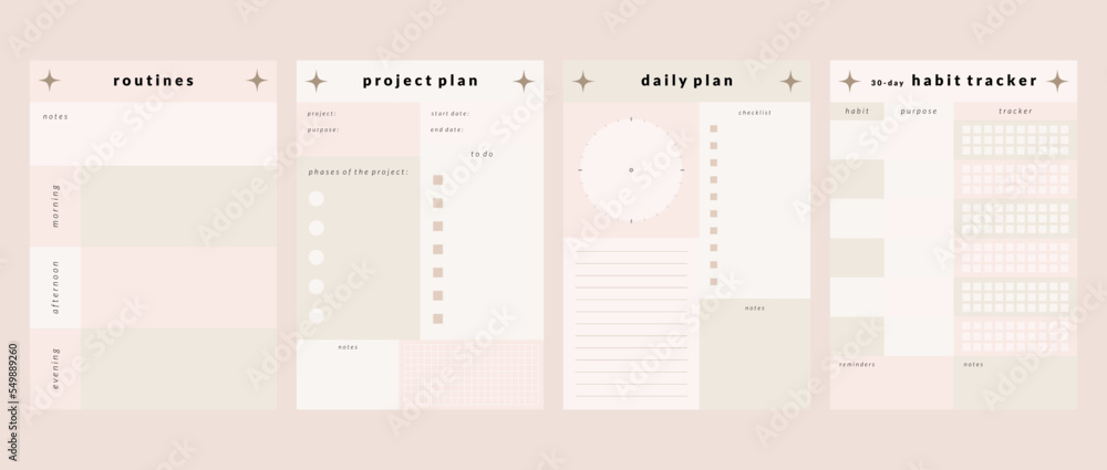 Printable Vector Planner and Notepad Template Collection with Pastel ...