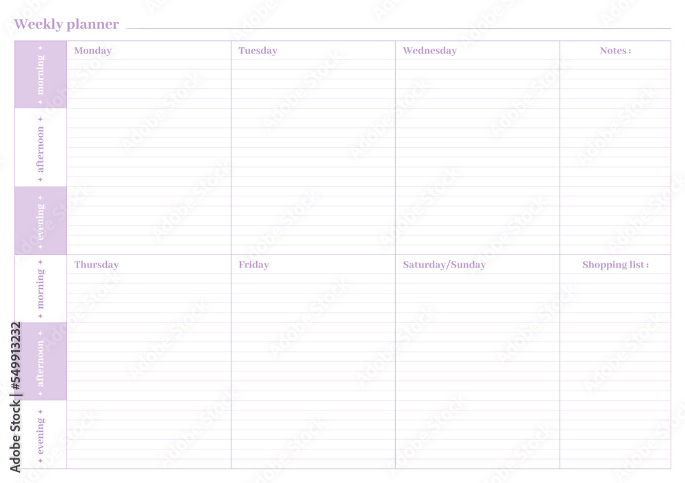 Weekly daily planner time of day cute blank flat. To do task list ...