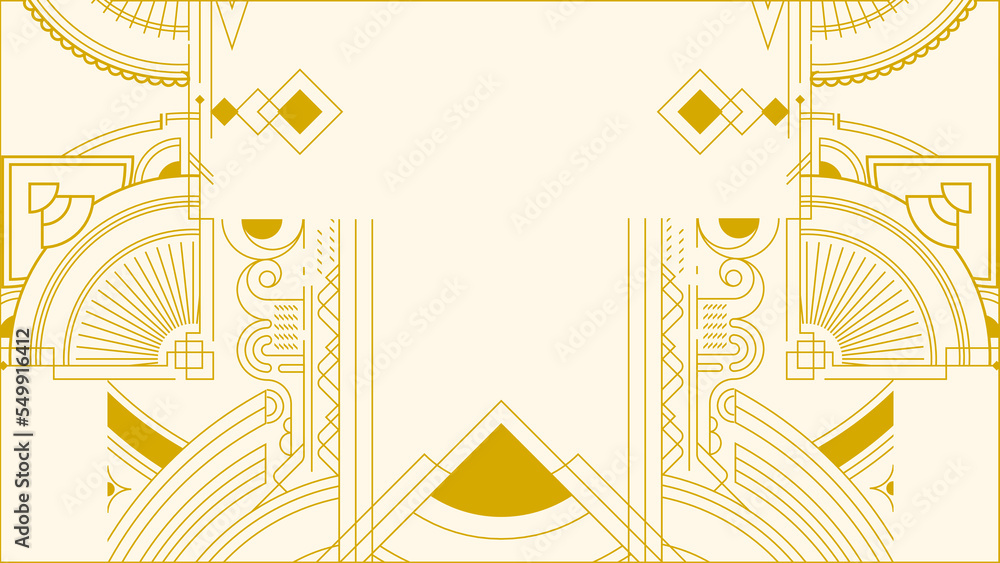 Art deco background with golden line on white background. Art deco ...