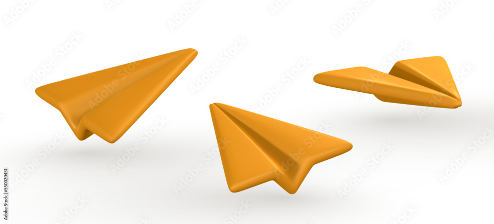 Realistic 3d paper plane. Social media concept. Vector illustration ...