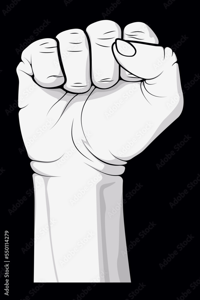 Monochrome Clenched Fist. Symbol of Freedom, Revolution and Protest ...